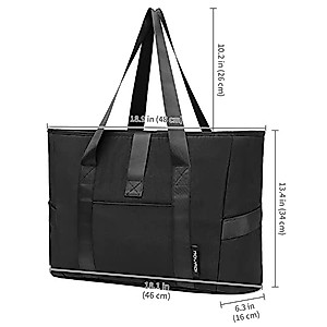 Moyaqi Yoga Tote Bag with Water Bottle Pockets Gym Bag with Yoga Mat Strap Weekender Bags for Women Men Black