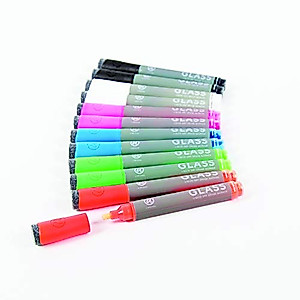 U Brands Magnetic Liquid Glass Markers, Bullet Tip, Assorted Colors, 12 Count