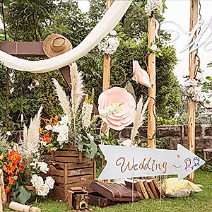 Blank Arrow Signs with Stakes 3 Pack 17 x 6 Inches Wedding Directional Yard Signs with Stakes, This Way Arrow Yard Signs Birthday Party Signs Arrow