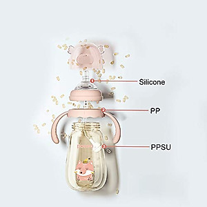 POTATO Baby Bottles PPSU Baby Feeding Bottle 10 oz Anti-Colic Bottles with Silicone Nipples Breastfeeding Bottles for Babies & Toddlers - Pink