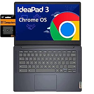 Lenovo Chromebook 3 14" HD (8-Core MediaTek MT8183, 4GB RAM, 128GB Storage (64GB eMMC+64GB SD Card)) Home & Education Laptop, Anti-Glare, Webcam, Long-Battery Life, Type-C, IST Card, Chrome OS