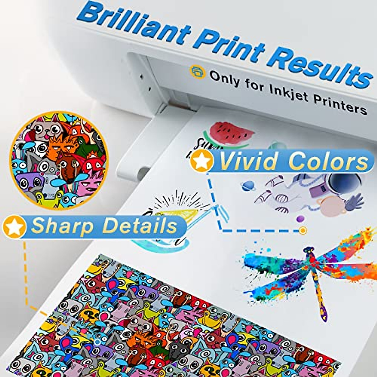 Koala 25 Sheets Waterslide Decal Paper for Inkjet Printer - WHITE 8.5x11 Inch Water Slide Transfer Paper for DIY Tumblers, Mugs, Glass, Ceramics