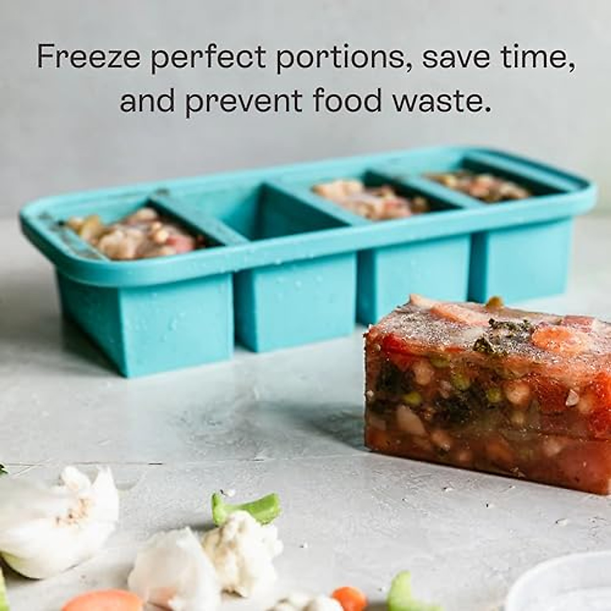 MightyNest 2 Piece Freezing Set | Souper Cubes 1 Cup Freezer Tray | Stasher Mega Silicone Bag | Reusable | Meal Prep | Portion Control | Dishwasher Safe | Oven Safe | Prevents Food Waste | Giftable