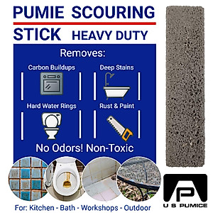 PUMIE Pack of 6 Pumice Stone for Toilet Cleaning, Heavy Duty Pumice Scouring Stick for Toilet Bowl Ring, Cleans Tough Toilet Stains & Hard Water Rings, Ideal for Cleaning Bathtubs, Sink, Pool & Grill