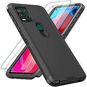 ONOLA Compatible with Moto G Stylus 5G 2021 Case with HD Screen Protector [ Not for G Stylus 5G 2022/ 4G 2021 ]Heavy Duty 3 in 1 for Motorola Moto G Stylus 5G 2021(Black, G Stylus 5G)