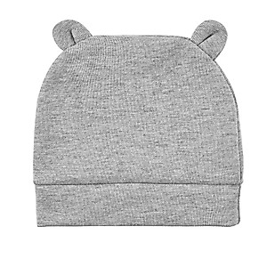 Exemaba Newborn Hats - Cute Infant Girls Boys Bear Ears Hospital Cap Unisex Baby Accessories for 0-3 Months(Black&White&Grey)