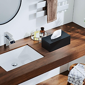 Acrylic Tissue Box Holder, PITBVO Rectangular Shiny Black Tissue Box Cover, Table Facial Napkin Dispenser for Car, Bathroom, Bedroom, Kitchen, Office, Living Room, Counter, Hotel Use