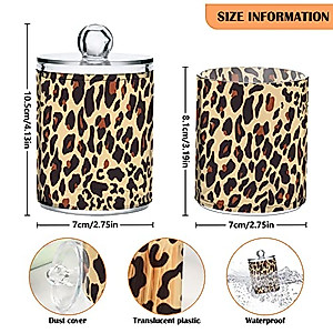 SUABO Plastic Jars with Lids,Leopard Tiger Skin Animal Print Storage Containers Wide Mouth,Glasss Airtight Canister Jar for Kitchen Bathroom Pantry Countertop,Set 2