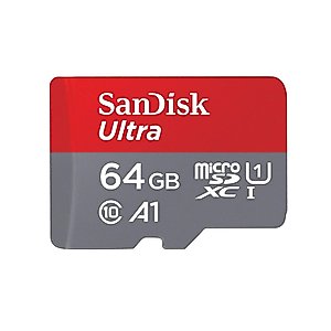 SanDisk Ultra Plus 64GB microSDXC UHS-I Card with SD Adapter, Grey/Red, Full HD up to 100 MB/S For Android Phone, Tables and Camera (2 Pack of 64 GB Micro SD- Card)