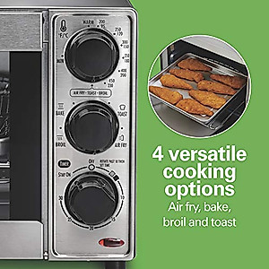 Hamilton Beach Sure-Crisp Air Fryer Countertop Toaster Oven, Fits 9” Pizza, 4 Slice Capacity, Powerful Circulation, Auto Shutoff, Stainless Steel (31403)