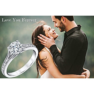 Blocaci 1-1/4 Carat(ctw) Moissanite Engagement Rings for Women Wedding Anniversary Rings 925 Sterling Silver 10K 14K 18K Gold with Text Engraving (14K Gold)