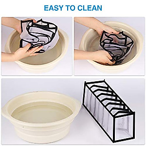 TOPTEAM Underwear Drawer Organizer, 3 Sets of Foldable Closet Storage Boxes, Drawers for Underwear, Bras and Socks, or Closet Storage Bags, Including 3 Pieces of 6/7 /11 Compartments (Black)