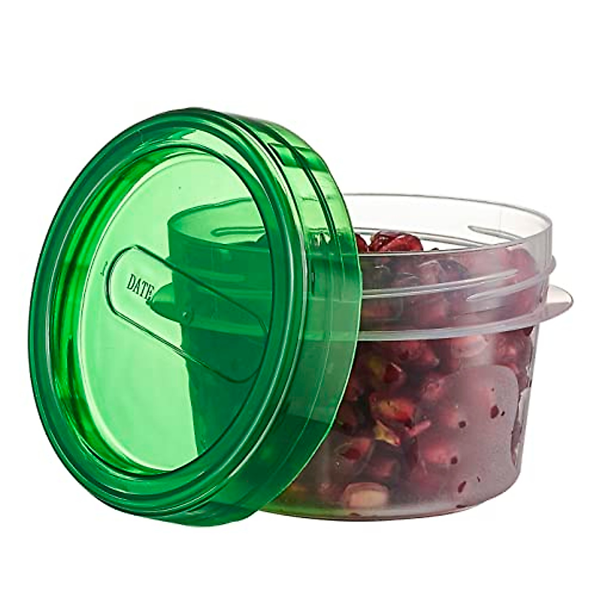 PLASTICPRO 6 Pack Twist Cap Food Storage Containers with Green Screw on Lid- 4 oz Reusable Meal Prep Containers - Small Freezer Containers Microwave Safe Green Plastic Food Storage