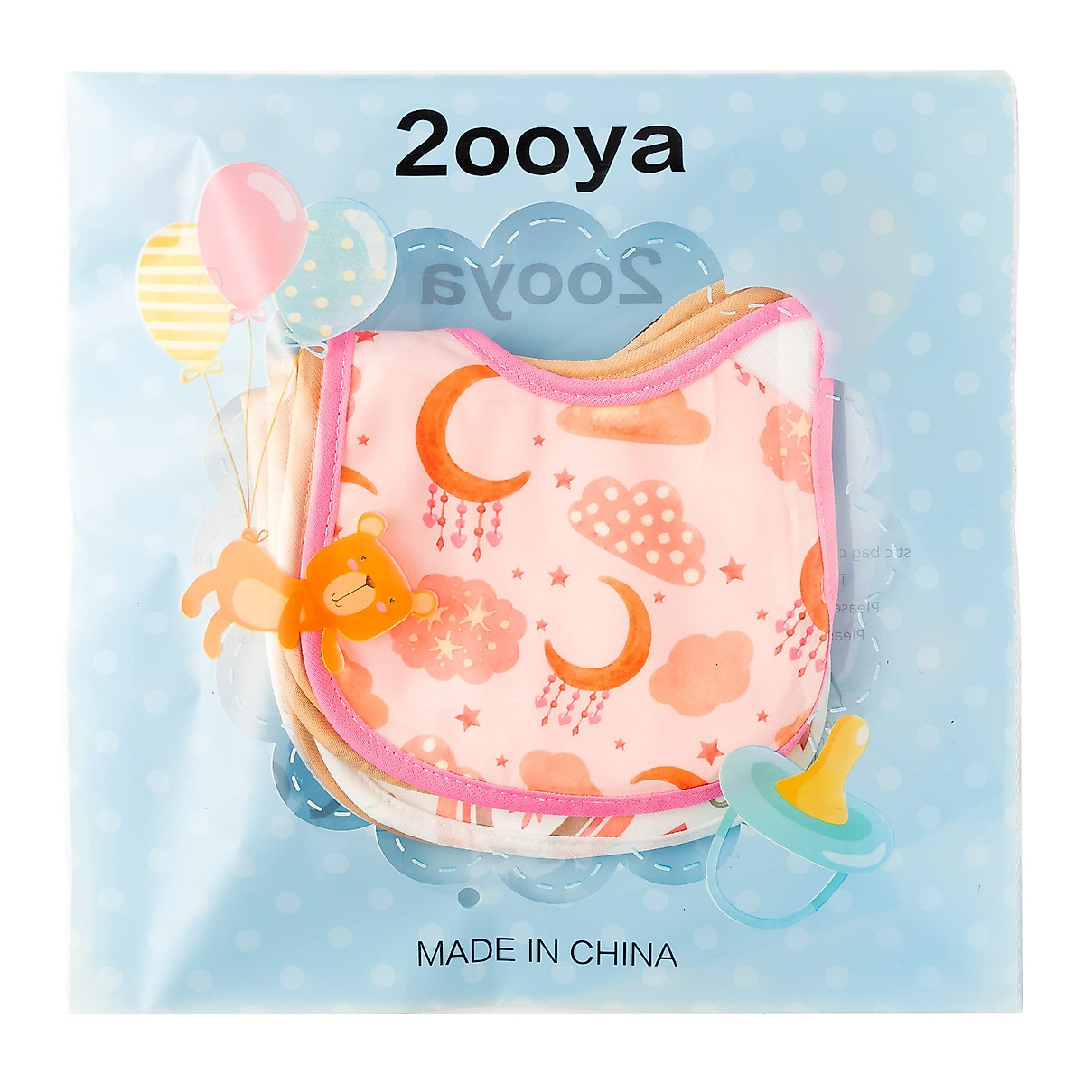 2ooya 7Pcs Cotton Waterproof Baby Bibs Adjustable Hook Loop Closure Baby Bib with Rainbow Pattern Unisex Newborn Baby Food Bib for Drooling Feeding Eating Teething Keepsake Gift for Baby, 6-12 Months