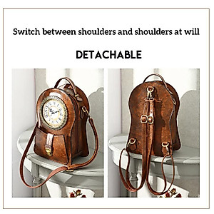clock purse Real Working Clock Shoulderbags women's backpack vintage one shoulder messenger bag Cross Body for Women Girls (Black)