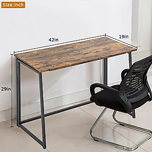 PayLessHere 42 Inch Folding Desk, Foldable Computer Desk for Small Spaces,Space Saving Computer Table Writing Workstation for Home Office,Easy Assembly,Vintage