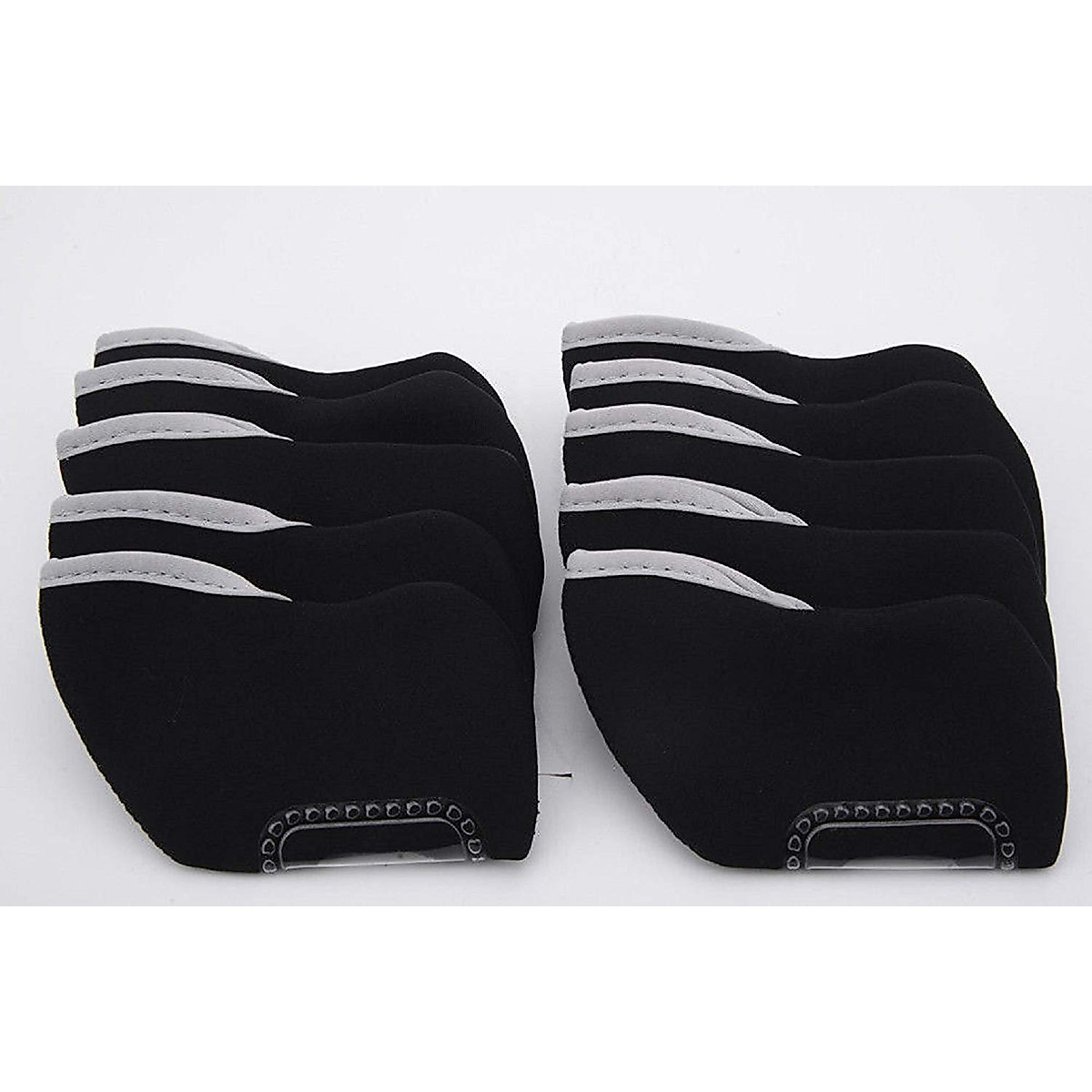 DBYAN Golf Club Iron Head Covers with Plastic Window Display,Neoprene Material Bring for Titleist Taylormade Ping Callaway-Pack of 10,Black