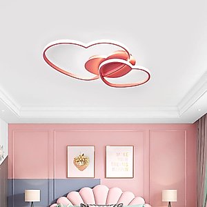 YIYIBYUS Morden LED Ceiling Light Heart Bedroom Acrylic Lamp Decor with Remote,Children's Room Lamp Ceiling Light Cartoon Ceiling Lighting Lampshade,Children's Room Kids Baby Bedroom (Pink (Type C))