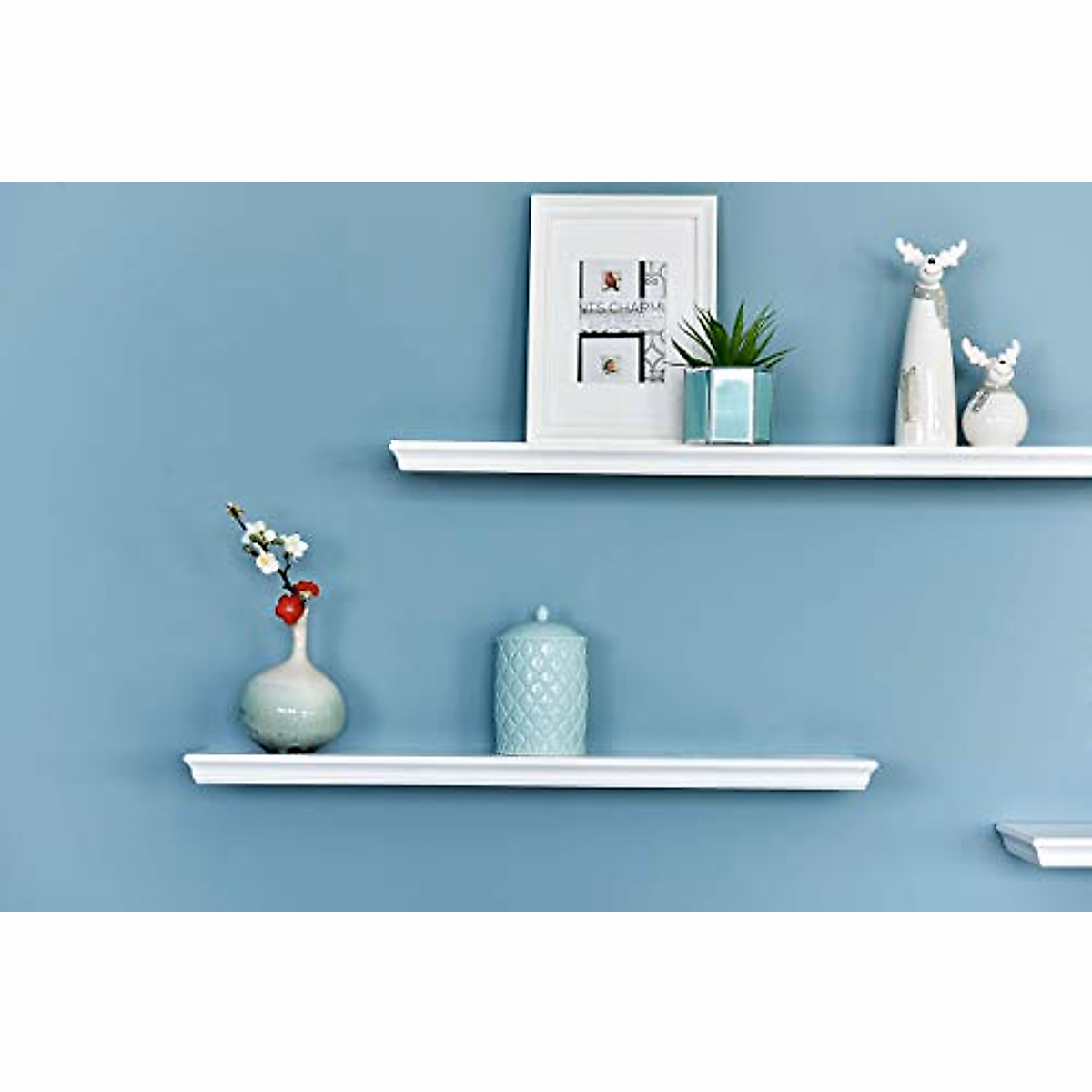 WELLAND 8" Deep Floating Shelves Wall Mounted Shelf (White, 48inch)