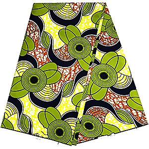 Vkceeool Ankara Wax Fabric African Bazin Print Fabric Kente Cloth Fabric 6 Yard (Fabric-B11)
