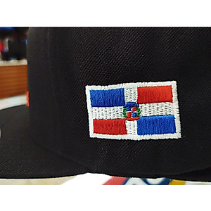 Dominican Republic Embroidered Shield and Flag Snap BackCap (Black)