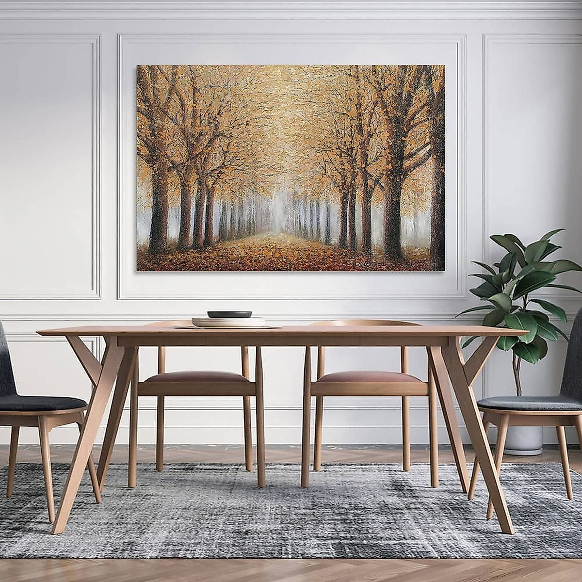 Tree Wall Art Hand Painted Forest Oil Painting Yellow Woods Art Autumn Landscape Home Decor Great Wall Art Paintings Canvas Wall Decor Home Decor Living Room Decor Aesthetic 24x36inch(60x90cm) Unfra