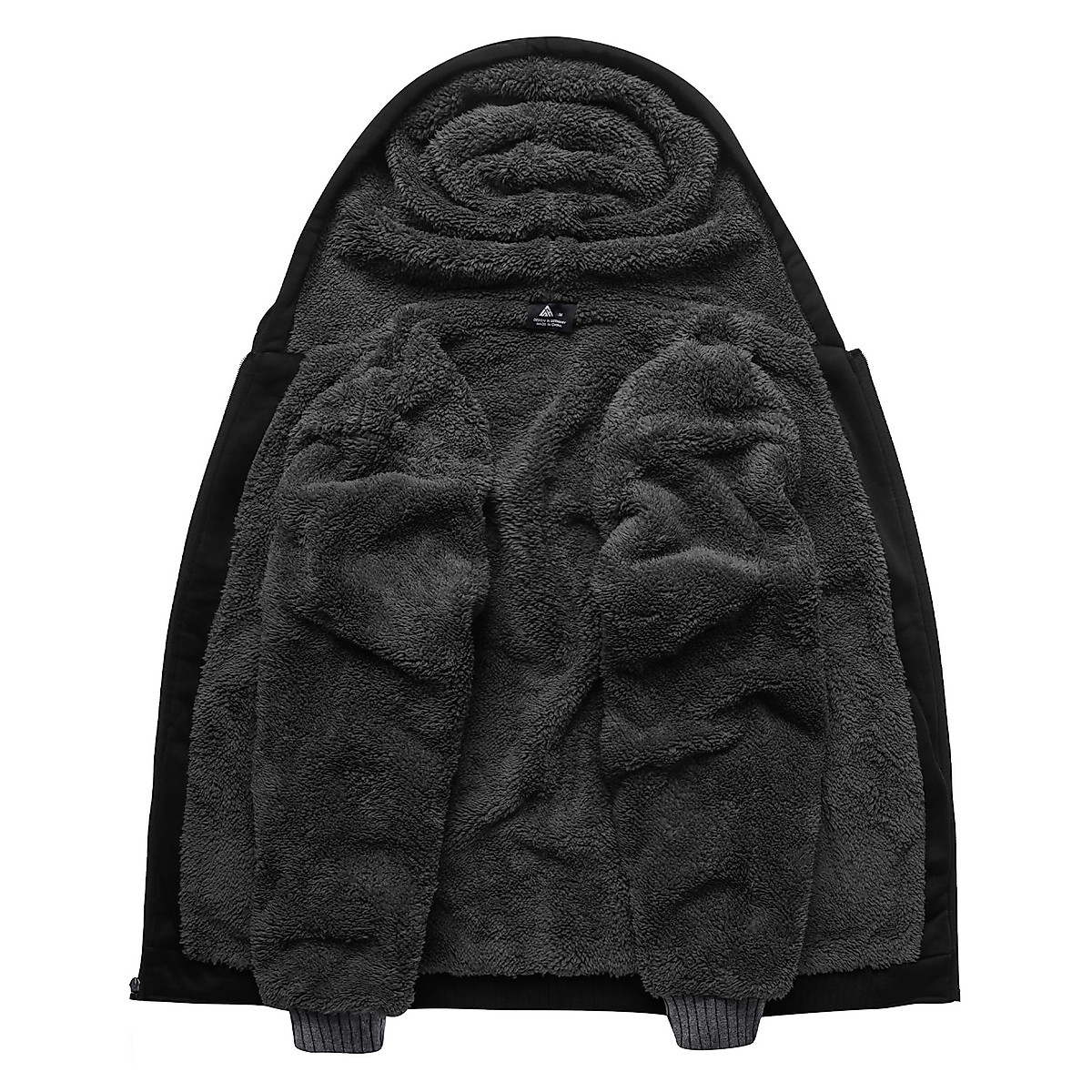 SCODI Hoodies for Men Heavyweight Fleece Sweatshirt - Full Zip Up Thick Sherpa Lined Hooded Jacket Black Middle gray 2XL