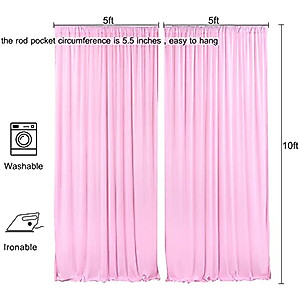AK TRADING 10 feet x 10 feet Polyester Backdrop Drapes Curtains Panels with Rod Pockets - Wedding Ceremony Party Home Window Decorations - Pink (DRAPE-5x10-PINK), 5FT x 10FT