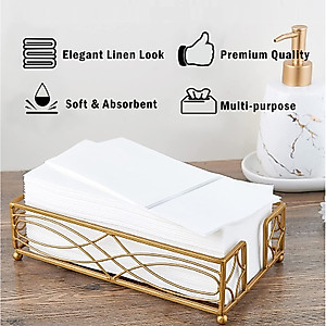 Nervure 100PCS Silver Paper Napkins with Built-in Flatware Pocket - White and Silver Prefolded Cloth Like Disposable Napkins - Heavy-duty Linen-Feel Dinner Napkins for Party & Wedding & Dinner