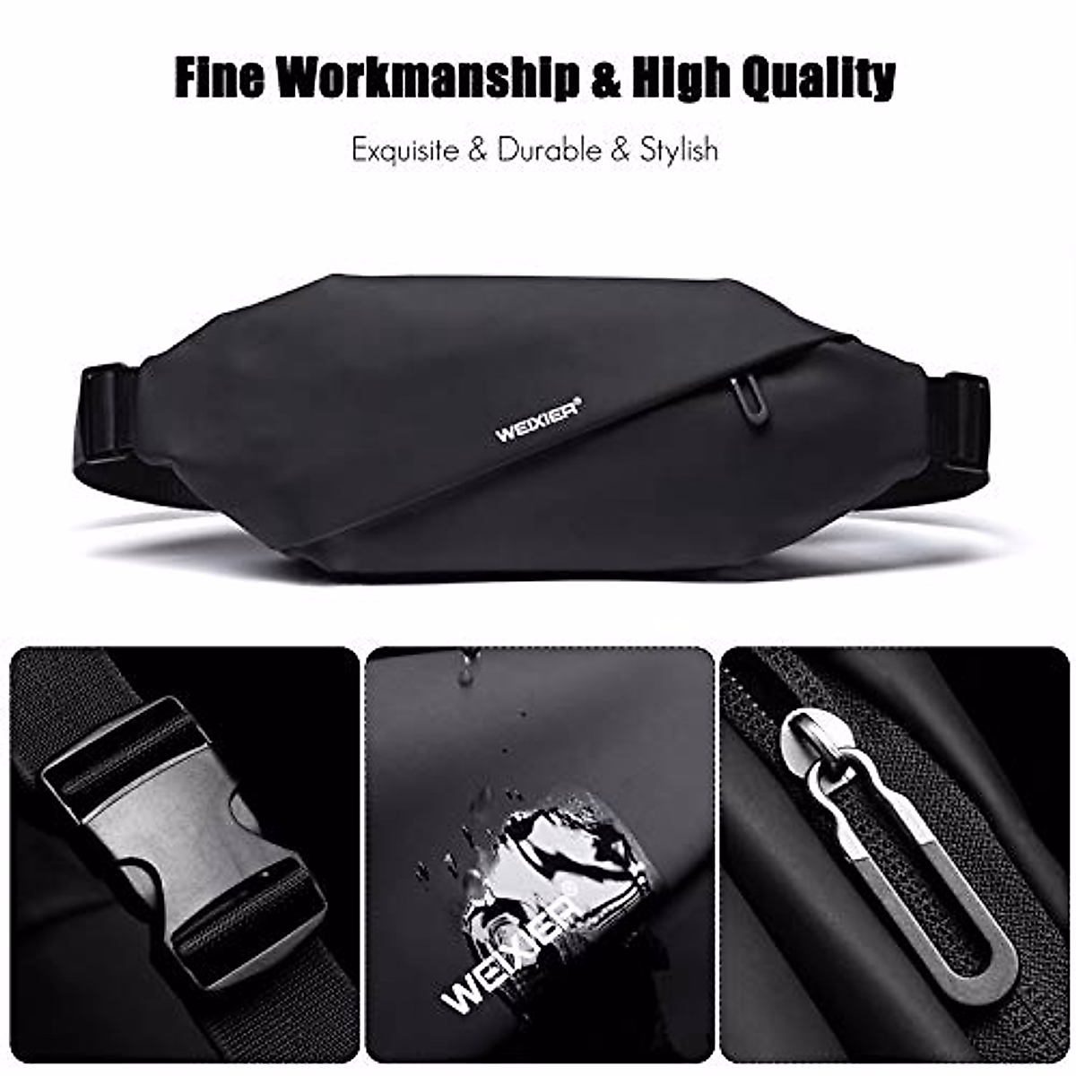 FANDARE Sling Chest Bag Lightweight Shoulder Crossbody Backpack Men Business Casual Daypacks for Outdoor Travel Work Hiking Running Indoor Activities Waterproof Polyester Black