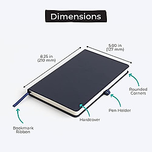 WallDeca Classic Lined Notebook Journal | Hard Cover, 240 Pages, Ruled 8.25 x 5 inches, Ivory 80 GSM Paper | School, Business, College, Notes, Journaling (Blue)