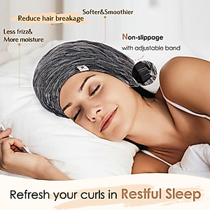 YANIBEST Silk Satin Bonnet Hair Wrap for Sleeping - Adjustable Stay on Silk Lined Slouchy Beanie Hat for Curly Hair and Braids