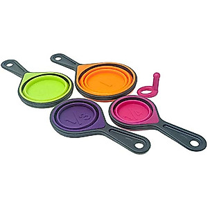 Collapsible Measuring Cups and Measuring Spoons | Portable Food Grade Silicone Measurement Cup Set for Liquid & Dry Food | Baking & Cooking | Kitchen Utensils | Dog Food & Camping & Kids Measuring Cup