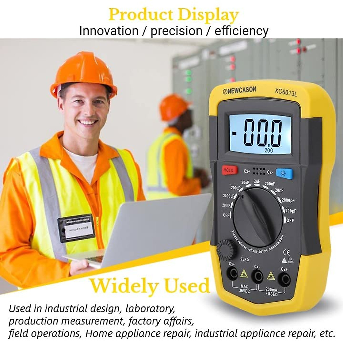 Portable Capacitance Meter,0.1pF - 20000uF Digital Capacitor Tester,with LCD Display and 2 Electroprobe,High Accurate and Low Power Consumption