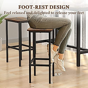 Mr IRONSTONE Bar Table and Chairs Set, 47.2 Inch Bar Table Set, Bar Height Table with 2 Bar Stools, 3 Pieces Industrial Dinning Table Sets for Party, Kitchen, Living Room, Dining Room