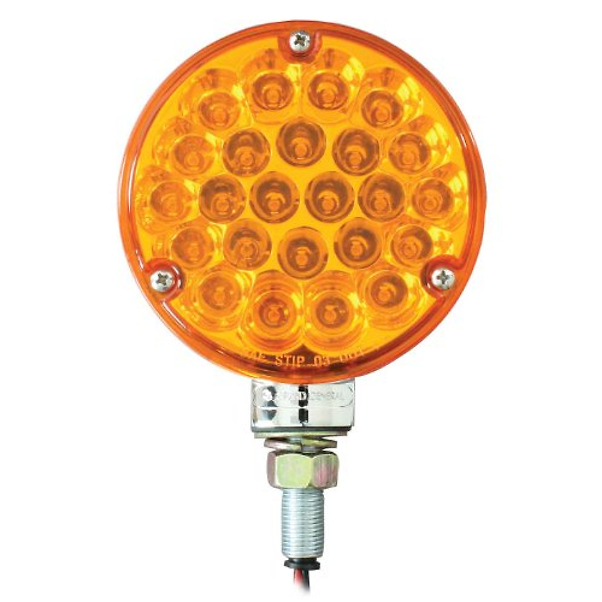 GG Grand General 78360 Amber/Red 4" Round Double Faced Pearl 24-LED Pedestal Light with Chrome Die Cast Housing