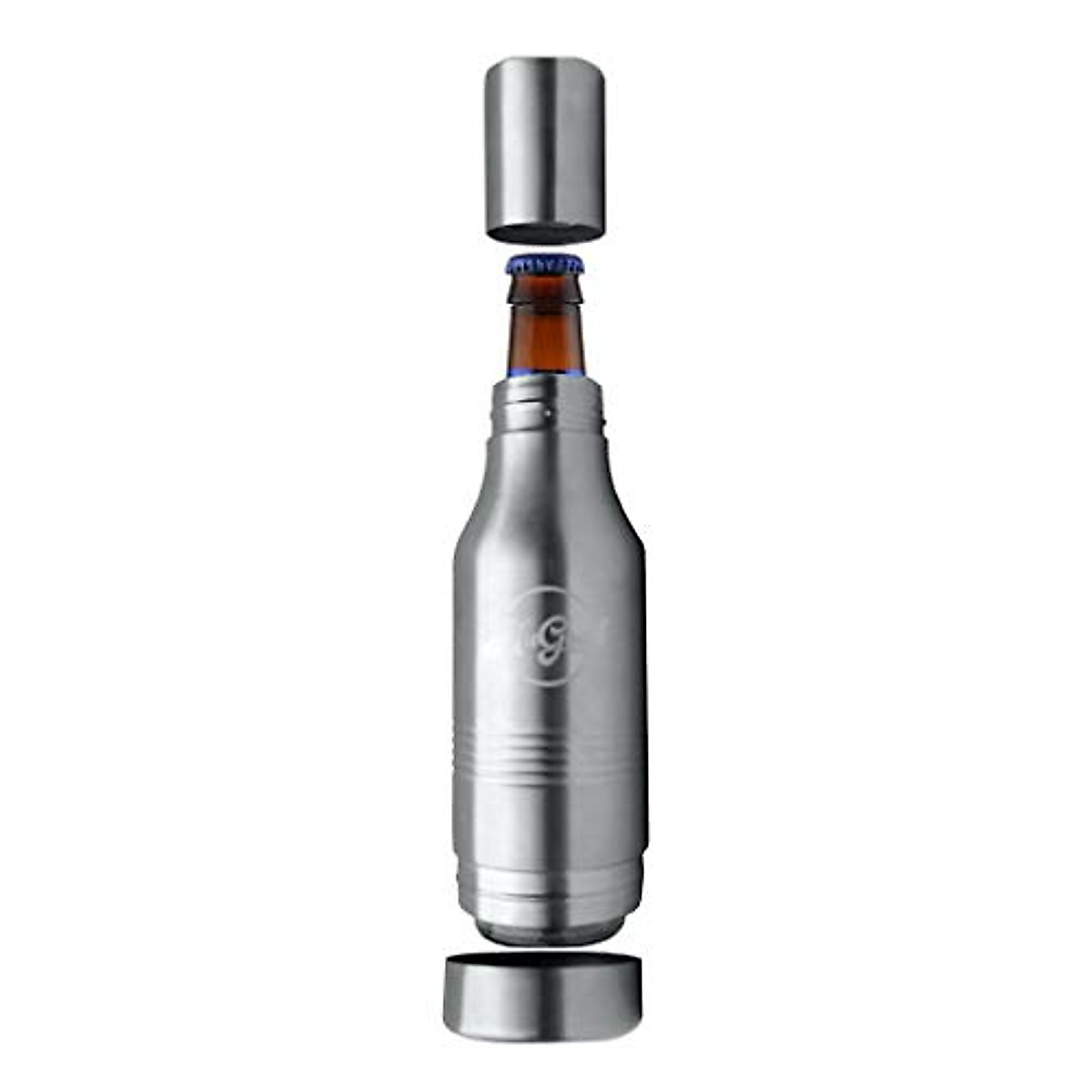 AUGood Beer Bottle Cooler: Stainless Steel Double Wall Bottle Insulator with Cover/Includes Bottle Opener and fit's long neck and standard neck 12oz bottles