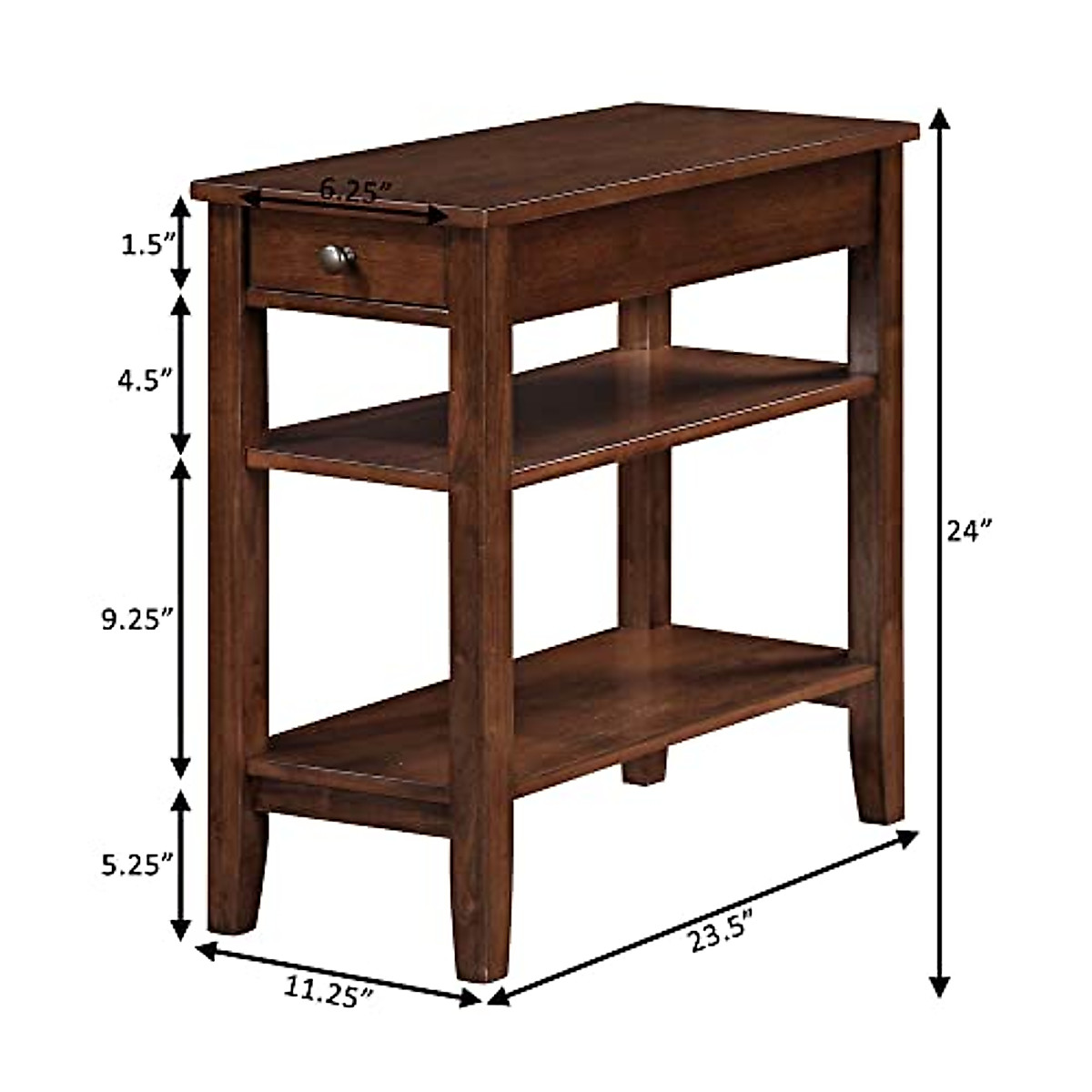 Convenience Concepts American Heritage 3-Tier End Table with Drawer, Espresso