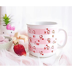 Silver Buffalo Sanrio Hello Kitty Strawberry Milk Ceramic Camper Mug | Holds 20 Ounces