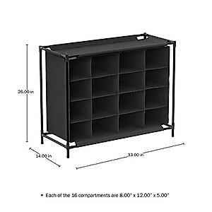 Lavish Home Shoe Organizer - 16 Shoe Cubby Storage Rack for Tennis Shoes, Sneakers, and Heels - Space Saving for Bedroom, Entryway, Closet (Black)