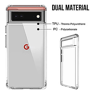 for Google Pixel 6A Case: [Crystal Clear Armor ] [8ft Military Drop Protection] [Non-Yellowing] Fashion Rugged Upgraded Shockproof Protective Phone Case for Google Pixel 6a, Slim Fit