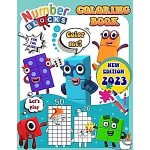 Number Blocks Coloring Book: FUN, EASY, HUGE Coloring Book for kids 4 to 8 years old, for all ages, Jumbo, Book Perfect gift for boys, girls