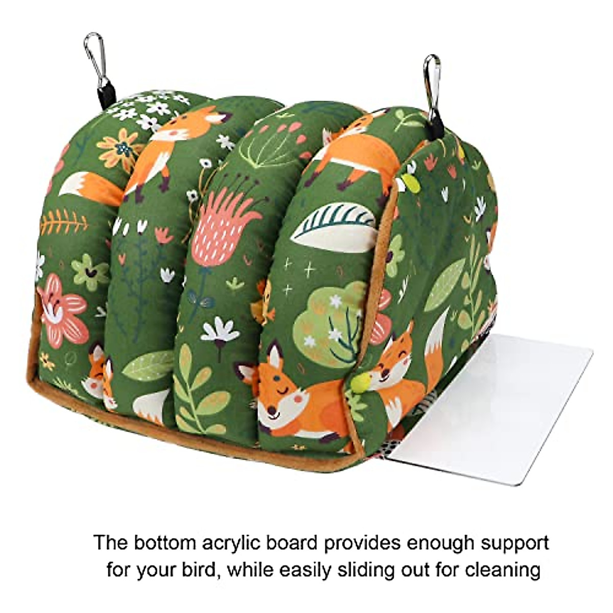 Wontee Bird Nest House Winter Warm Snuggle Hut Bird Bed Hanging Hammock for Parrots Budgies Parakeets Caique Senegal Cockatiels Conures (Large, Green)