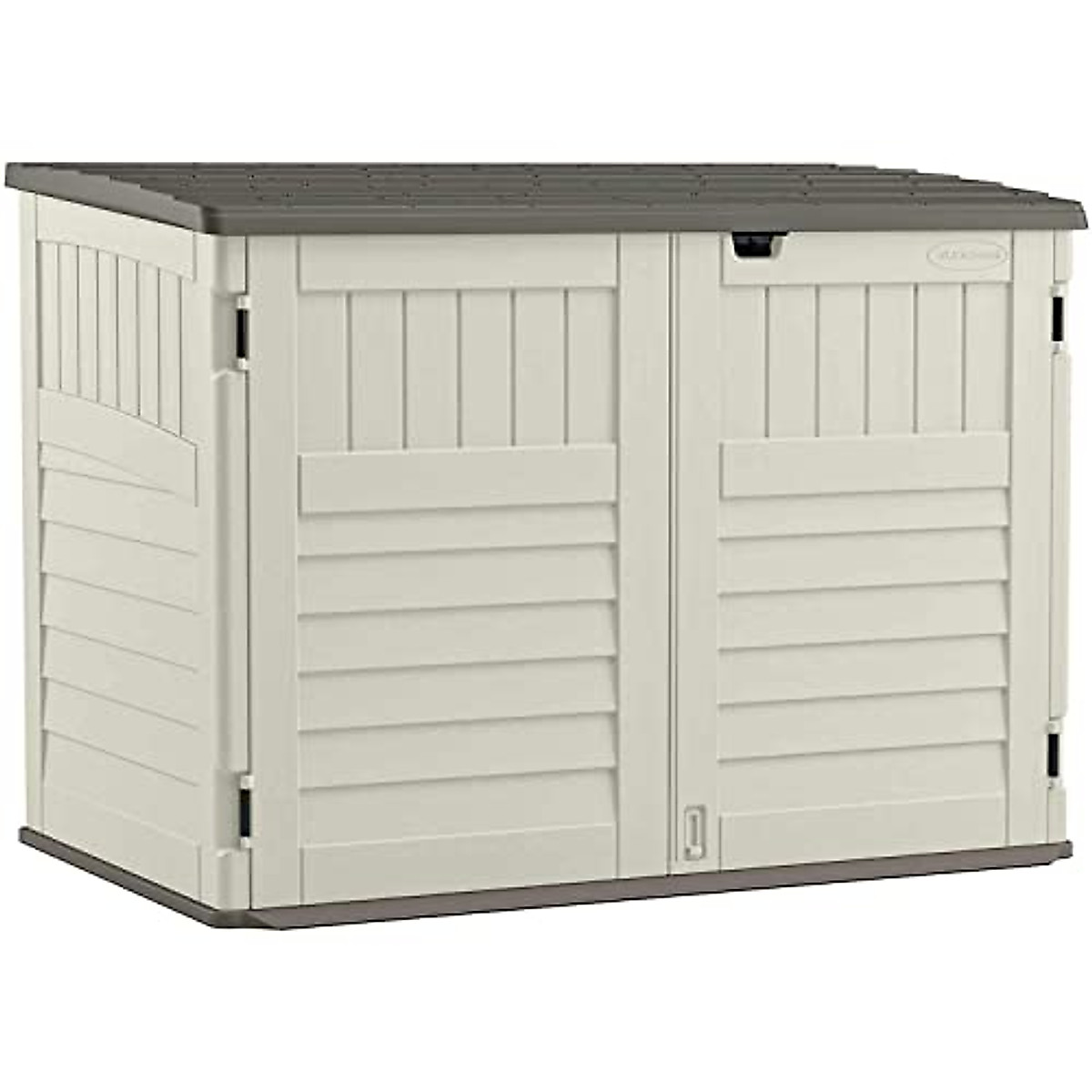 Suncast The Stow-Away 6 ft. x 4 ft. Plastic Horizontal Storage Shed with Floor Kit Beige