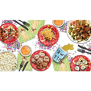 Golden Retriever Birthday Party Supplies - Pawprint Paper Plates - Dog Party Tableware Set Includes Plates Napkins Cups - Kit for 16