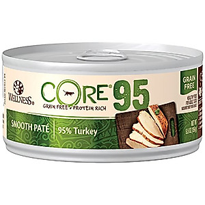 Wellness Core 95% Natural Grain Free Wet Canned Cat Food, Turkey, 5.5-Ounce Can (Pack Of 12)