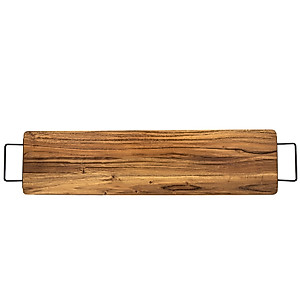 Godinger Wood Serving Tray, Charcuterie Platter Cheese Board with Metal Handles - 40 inch