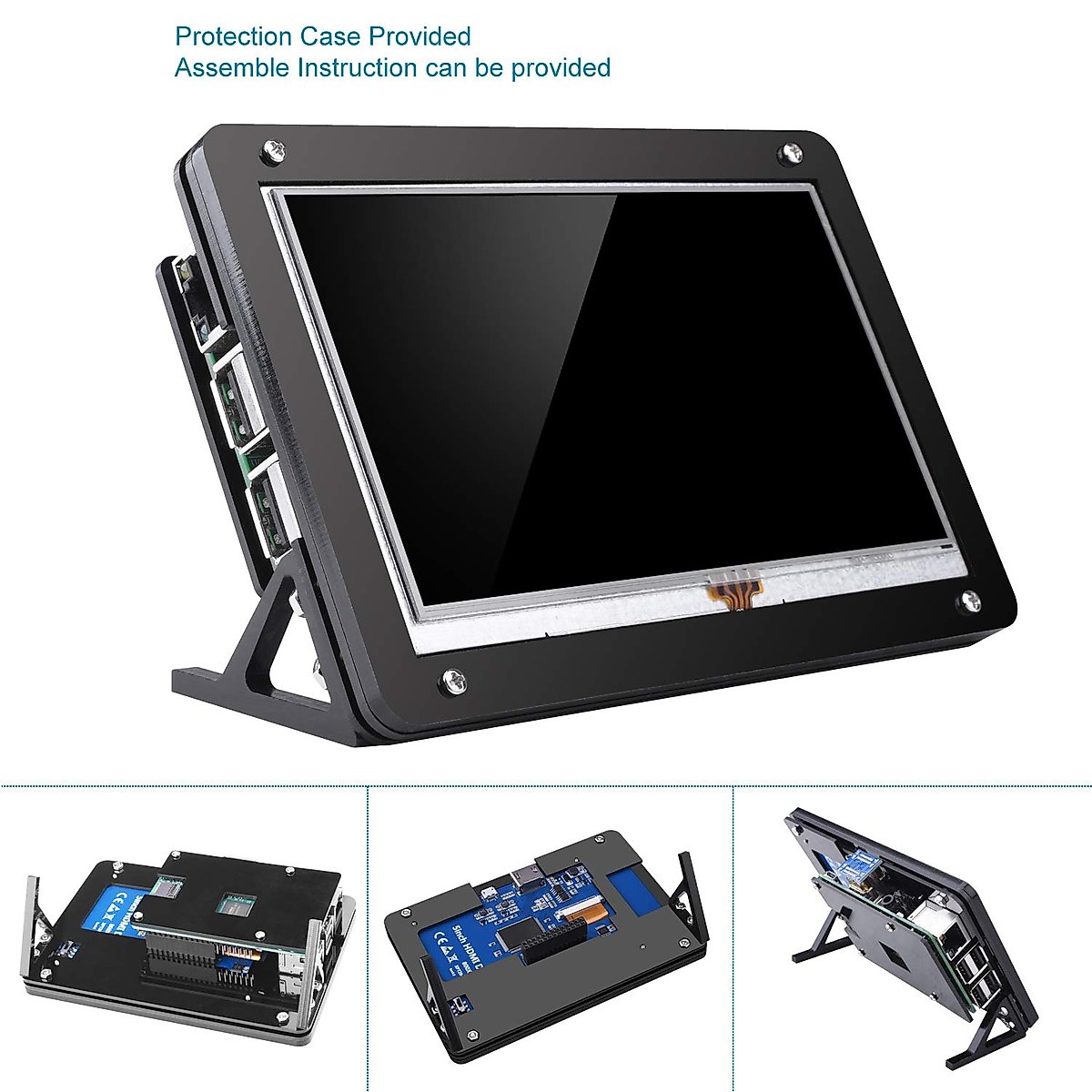 Longruner Raspberry Pi Touch Screen with Case, 5 Inch TFT LCD Display HDMI Module 800x480 for Raspberry Pi 3 2 Model B and RPI 1 B+ A BB Black PC Various Systems （with Protective Case）