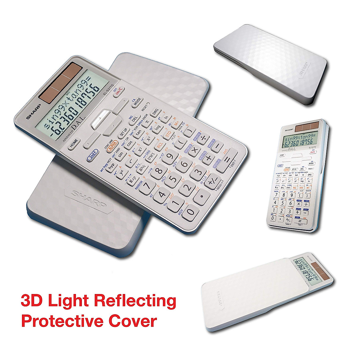 Sharp EL-531TGBDW 12-Digit Scientific/Engineering Calculator with Protective Hard Cover, Battery and Solar Hybrid Powered LCD Display, Great for Students and Professionals, Silver