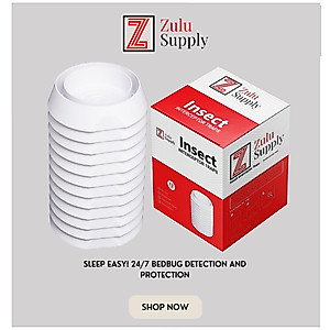 Zulu Supply Bed Bug Interceptors, Traps, 12 Pack, Bedbug Monitor, Detector for Bed Legs or Furniture (White 12-Pack)